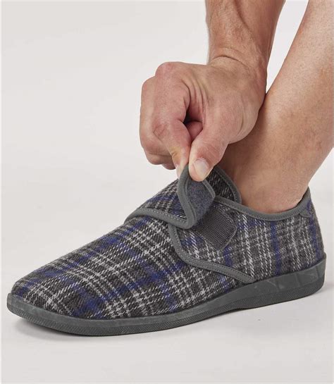 Men S Grey And Navy Hook And Loop Slippers Atlas For Men