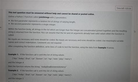 Solved This Test Question Must Be Answered Without Help And Chegg