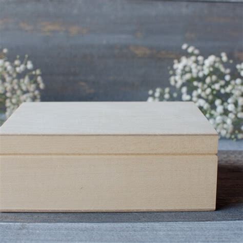 Unpainted Natural Wooden Chest With Lid And Handles Storage Etsy