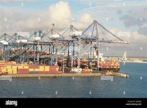 Container Ship At Industrial Port In Import Export Business Logistic