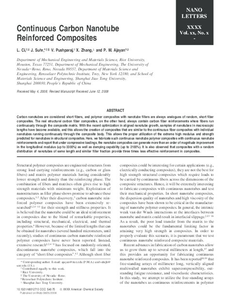 Pdf Continuous Carbon Nanotube Reinforced Composites