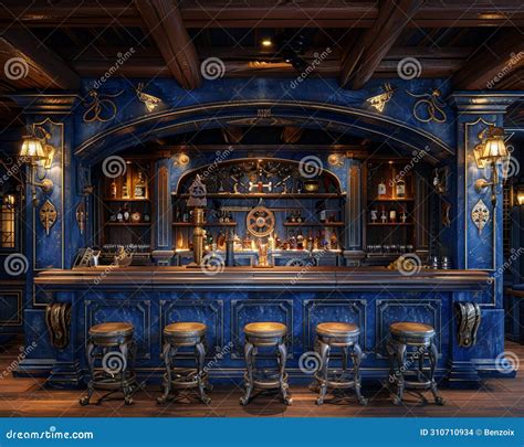Pirate Themed Bar With Ship Decor And Rum Cocktails3d Render Stock