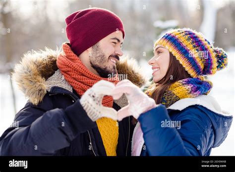 Profile Photo Of Adorable Lady Handsome Guy Look Each Other Arms