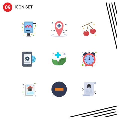User Interface Pack Of 9 Basic Flat Colors Of Alternative Globe Cherry