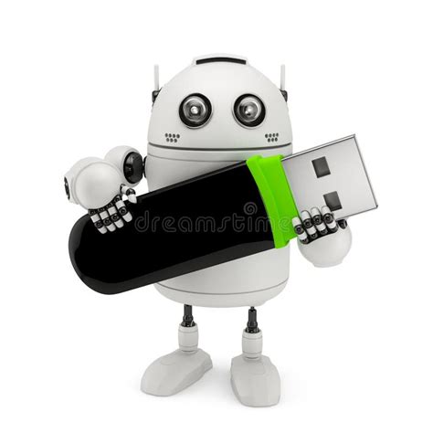 D Character With Usb Flash Drive Stock Illustration Illustration Of Green Network