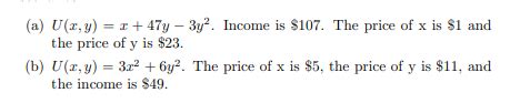 Solved Calculate The Optimal Consumption Bundles For The Chegg