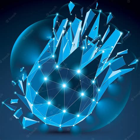 Premium Vector 3d Vector Clear Blue Digital Wireframe Object Broken Into Different Particles