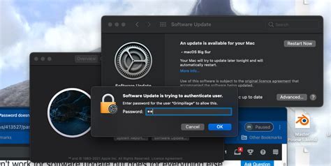 password doesn t work for software update but does for everything else