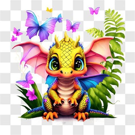 Download Friendly Cartoon Dragon In A Playful Scene Png Online