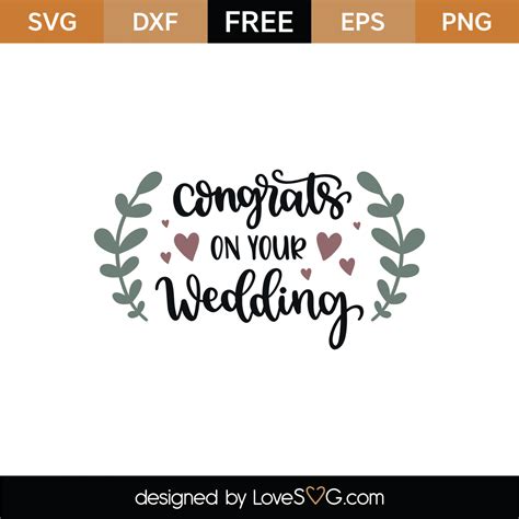 Free Congrats On Your Wedding Svg Cut File