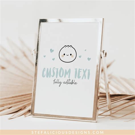 Cute Dumpling Table Signs Dim Sum Custom Sign Printable Bao Event