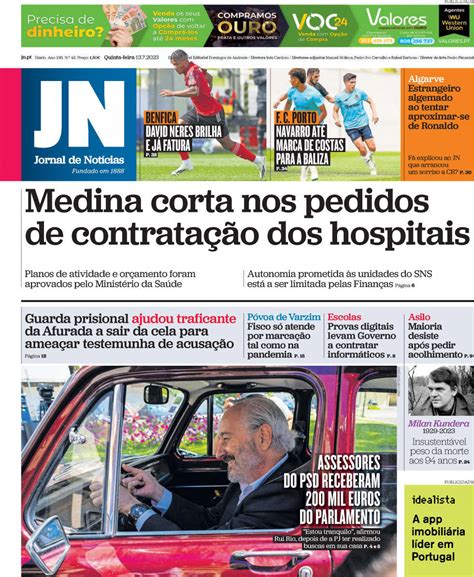 Capa Jornal De Notícias 13 Julho 2023 Capasjornaispt
