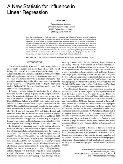 Pdf A New Statistic For Influence In Linear Regression