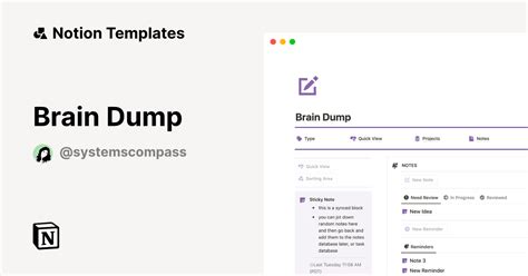 brain dump template notion marketplace