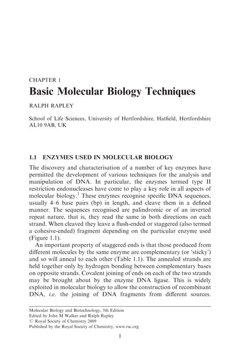Pdf Basic Molecular Biology Techniques