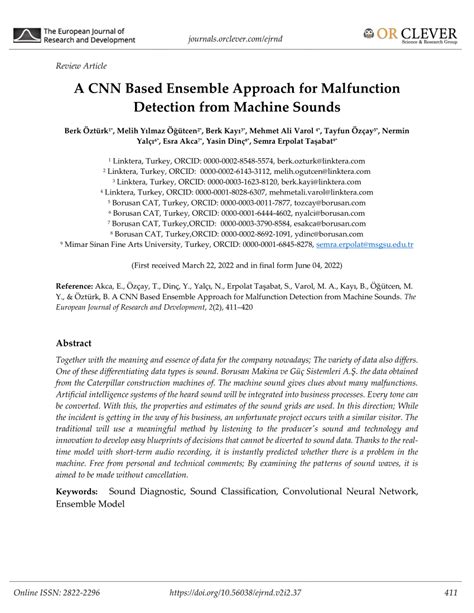 Pdf Cnn Based Ensemble Approach For Malfunction Detection From