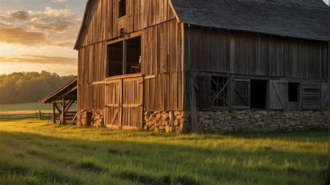 Premium Photo Rustic Barn In Golden Hour Countryside