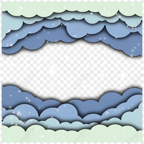 Clouds Blue Cute Starry Fantasy Paper Cut Border Blue Clouds Frame Png
