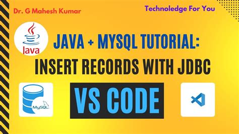 Java Mysql Tutorial Insert Records With Jdbc In Vs Code Youtube