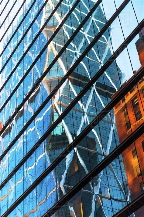 Usa New York New York City Glass Facade Of Office Building Stock