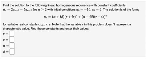 Solved Find The Solution To The Following Linear