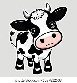 Cute Cow Sticker Cartoon Isolated On Stock Vector Royalty Free Shutterstock