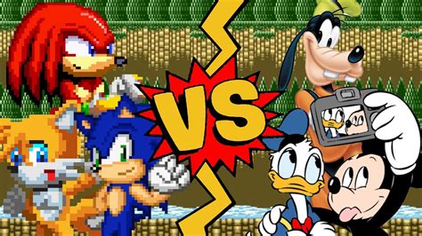 Mugen Battles Sonictailsknuckles Vs Mickey Mousedonald Duckgoofy Sonic Vs Disney