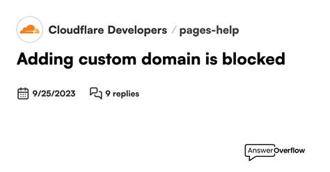 Adding Custom Domain Is Blocked Cloudflare Developers