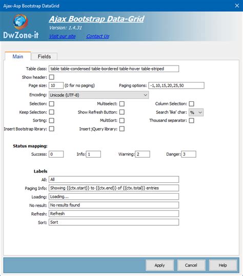 dwzone dreamweaver extensions ajax datagrid for asp pages