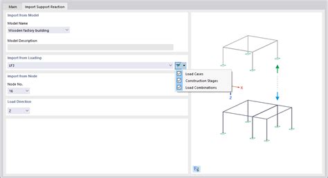 defining model loads and nodes to import support reaction