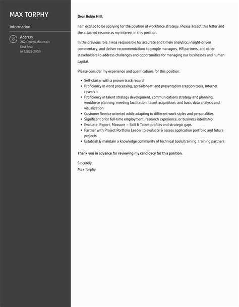 Workforce Strategy Cover Letter Velvet Jobs