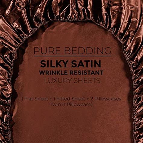 Satin Sheets King 4 Piece Brown Hotel Luxury Silky Bed Sheets