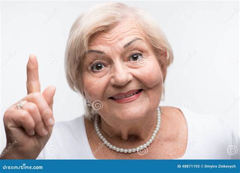 Elderly Lady Is Shaking Her Finger Stock Image Image Of Funky Cheeks