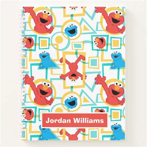 Elmo And Cookie Monster Fun Shapes Pattern Notebook Zazzle Elmo And