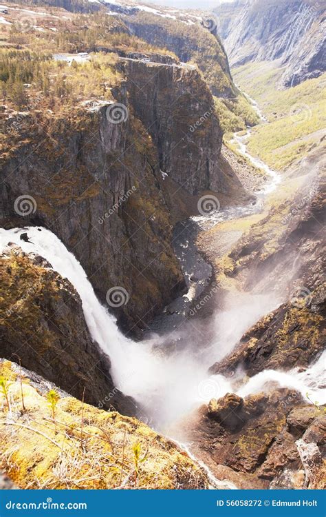 Voringfossen Waterfall Gorge Stock Image 98482435