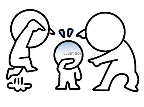 無料イラスト 子供を泣くまで説教する2人の棒人間
