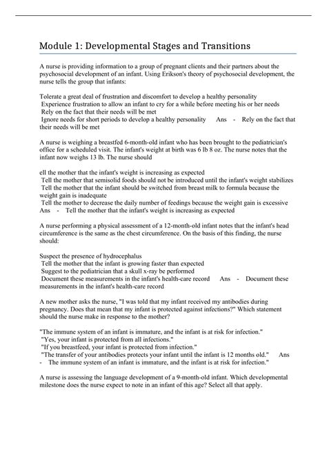 Module 1 Developmental Stages And Transitions Module 1