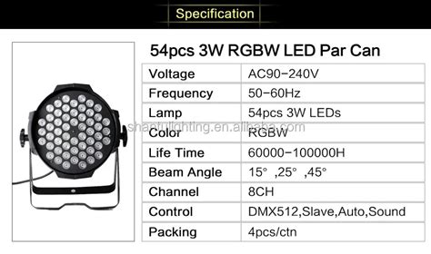 Baisun 54pcs 3W RGBW LED Par Light DJ Disco Stage Lighting Alibaba