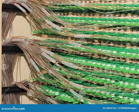 Fiber Optic Connectors And Fiber Routing In The Back Of A Cabinet Stock