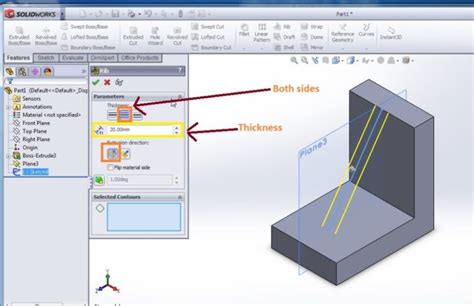 how to use solidworks rib tool feature in solidworks cad software