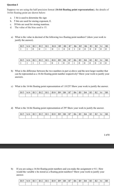 Solved Question Isuppose We Are Using The Half Precision