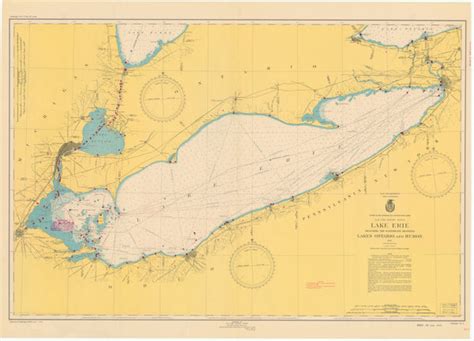 Lake Erie Historical Map 1948 Nautical Chart Prints