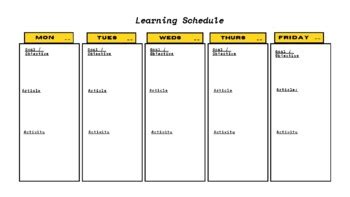 Weekly Learning Schedule By Skate Motivate Educate TPT
