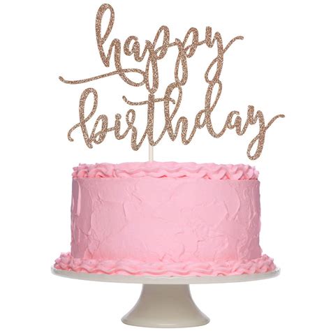 Buy Happy Birthday Cake Topper Rose Gold Glitter Girls Birthday Cake