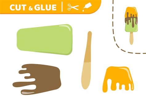 Pau De Sorvete Cortar E Colar Sorvete De Frutas Applique Jogo De Papel