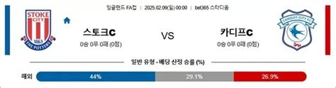 축구분석 2월 9일 잉글랜드 Fa컵 스토크 시티 Vs 카디프 시티 스포츠분석 토카웹