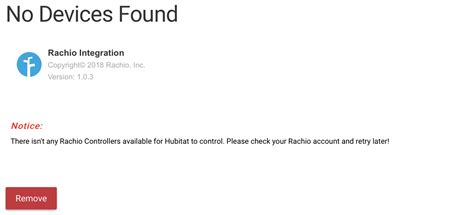 Rachio Integration Not Authorized Built In Apps Hubitat