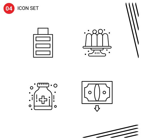 User Interface Pack Of 4 Basic Filledline Flat Colors Of Battery Health Baked Cakes Business