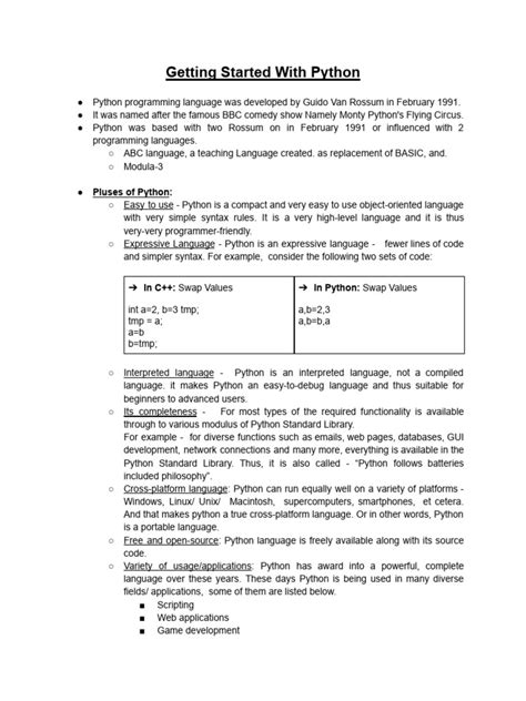 Getting Started With Python Pdf Python Programming Language