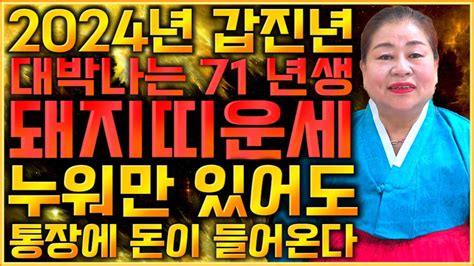 2024년 1971년생 54세 돼지띠운세 말년에 금전재물 대박나는 71년생 돼지띠의 운명과 평생의 운세 2024년